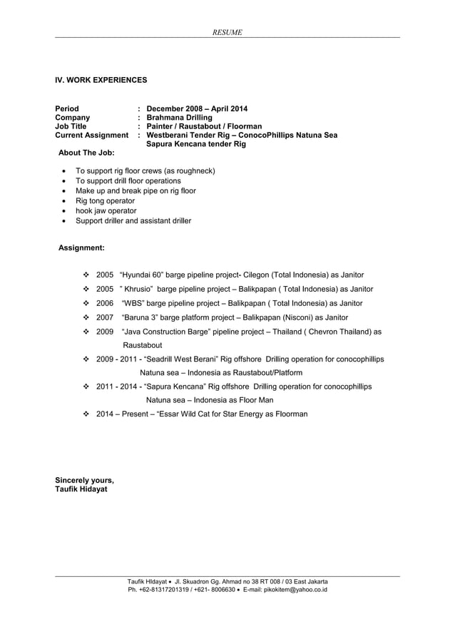 CV Taufik Hidayat | PDF | Free Download