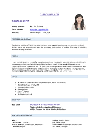 LOPEZ ABIGAIL_CV_NOV2016 | PDF