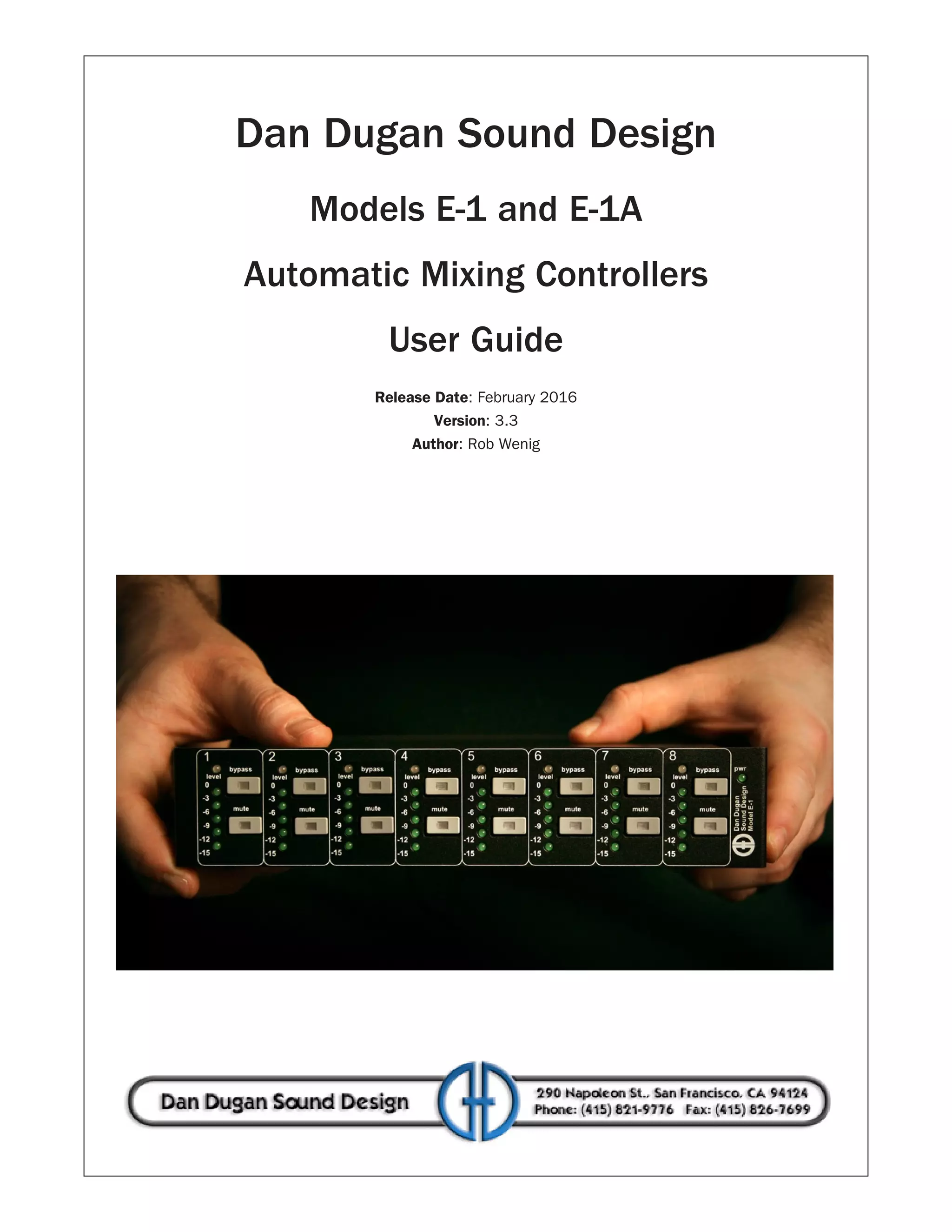 Models E-1 and E-1A User Guide v3.4 | PDF