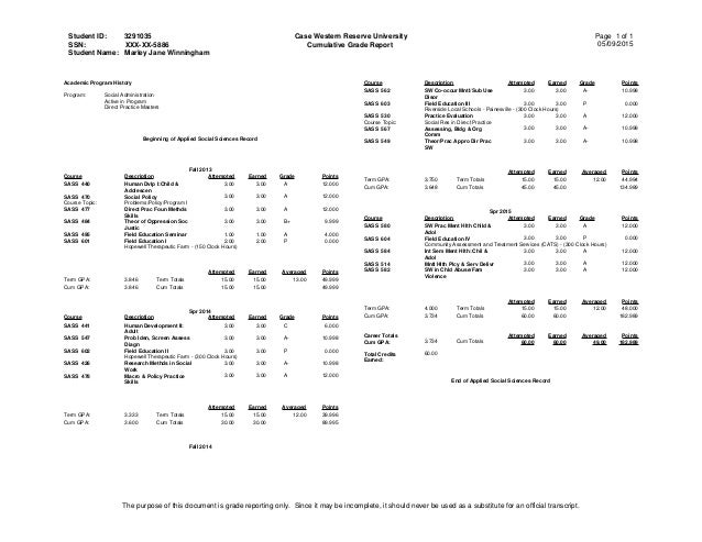 MSW-MSSA Final Transcript