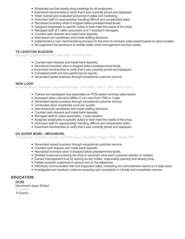 ELIZABETH CLAYTON CV 1.PDF | Sales | Business