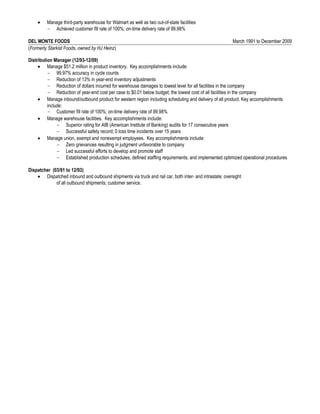 Mugavero Keith 2016 Resume | DOC | Logistics | Business