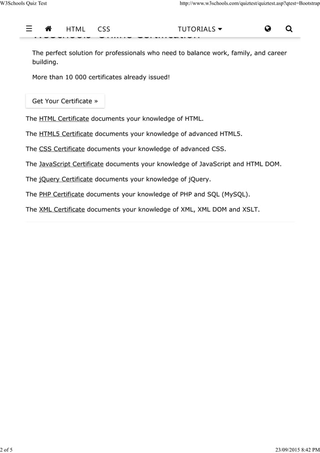 W3Schools Quiz Test | PDF