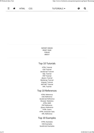 W3Schools Quiz Test | PDF