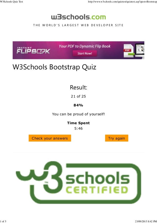 W3Schools Quiz Test W3Schools Quiz Test