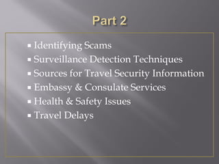 Travel Security - Part Two | PDF | Crime & Harmful Acts to Individuals ...