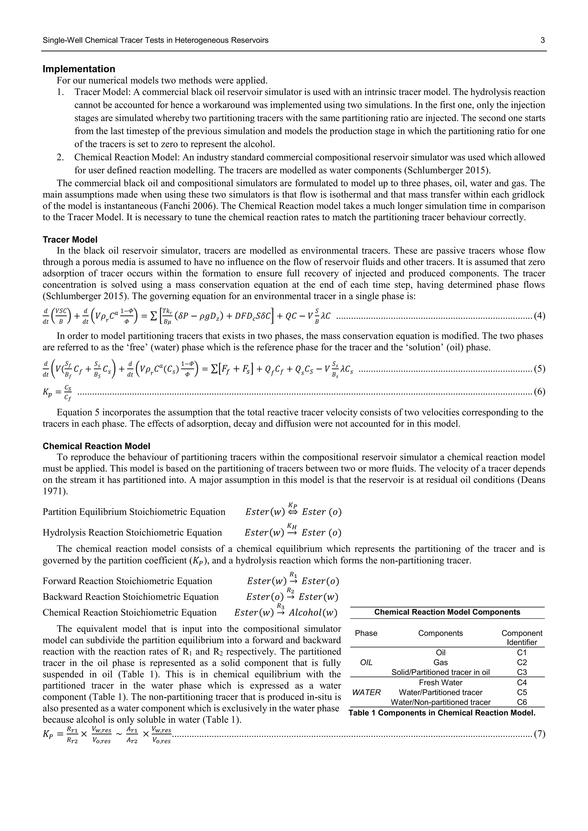 Single-Well Chemical Tracer Tests in Heterogeneous Reservoirs | PDF