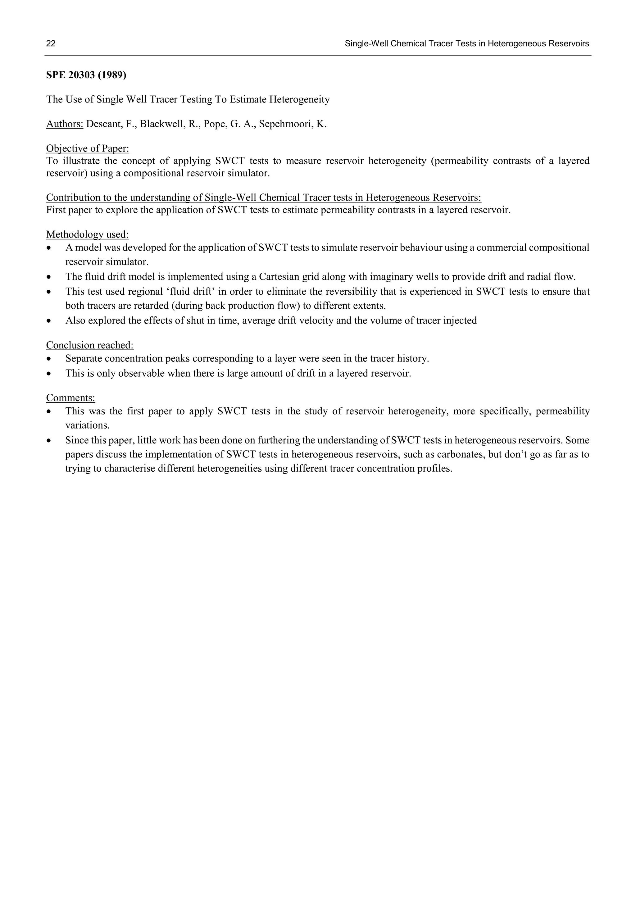 Single-Well Chemical Tracer Tests in Heterogeneous Reservoirs | PDF