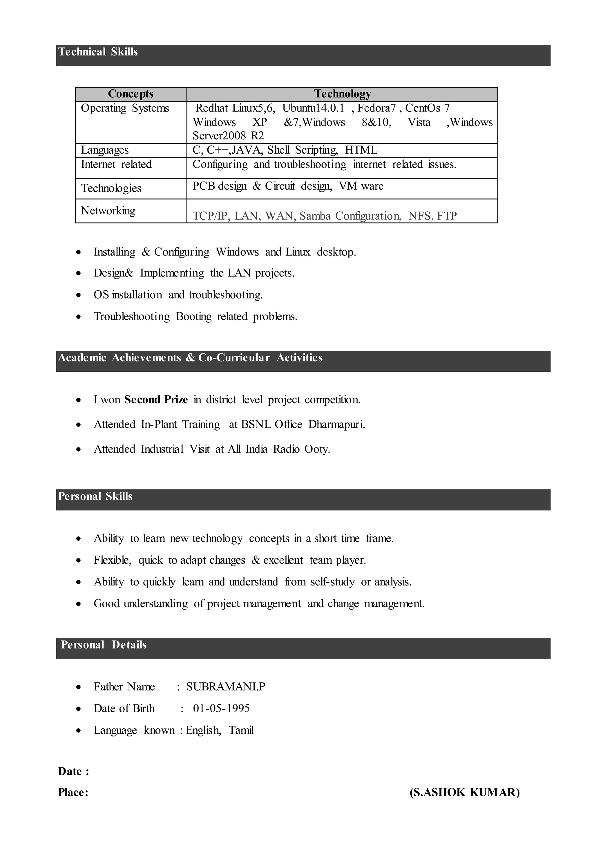 tn2 ashok resume.pdf (ashok kumar) | DOCX