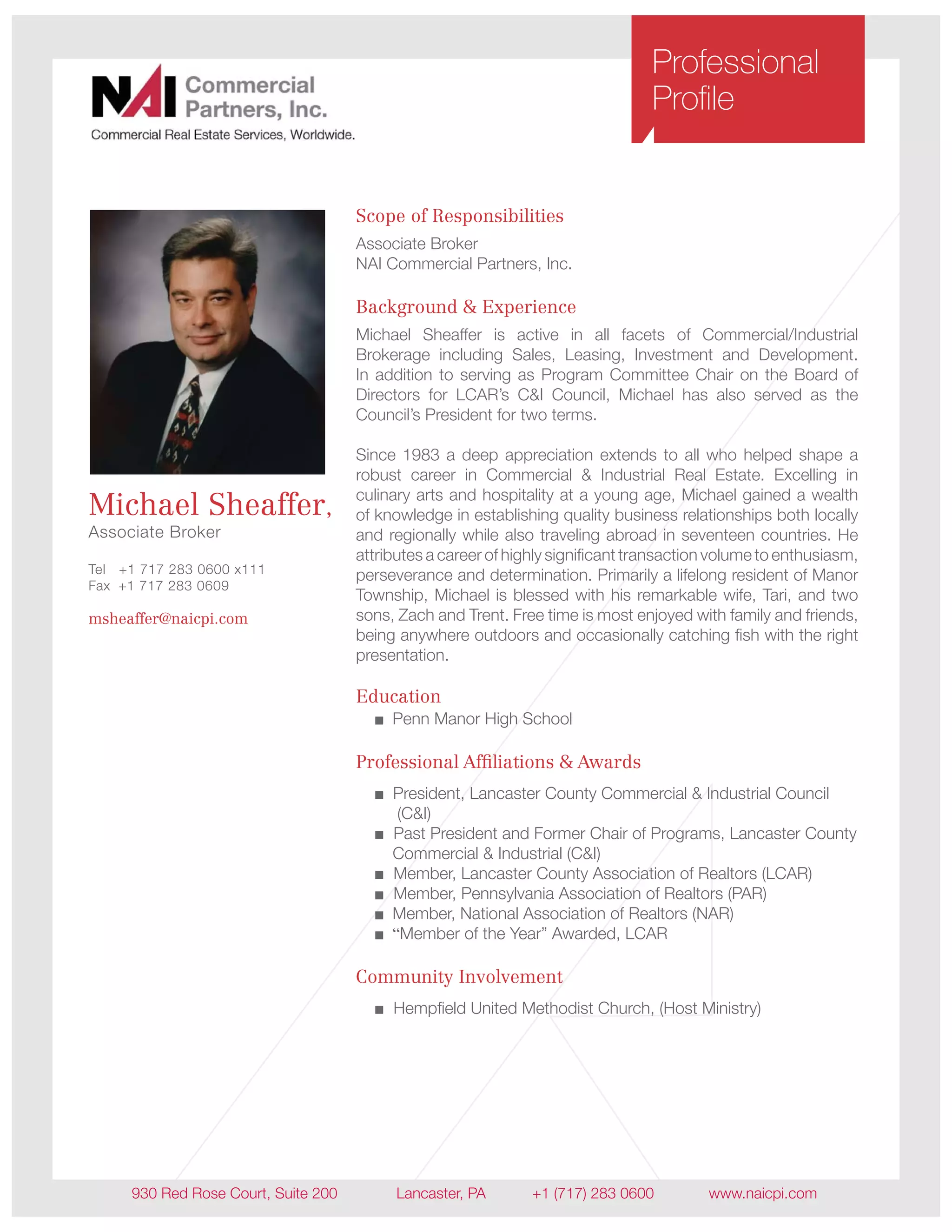 Michael Sheaffer Bio | PDF | Real Estate Industry | Industries