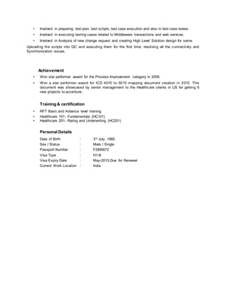 Shyam_Resume_Test_Lead_Accenture_Services | DOCX | Computer Software ...