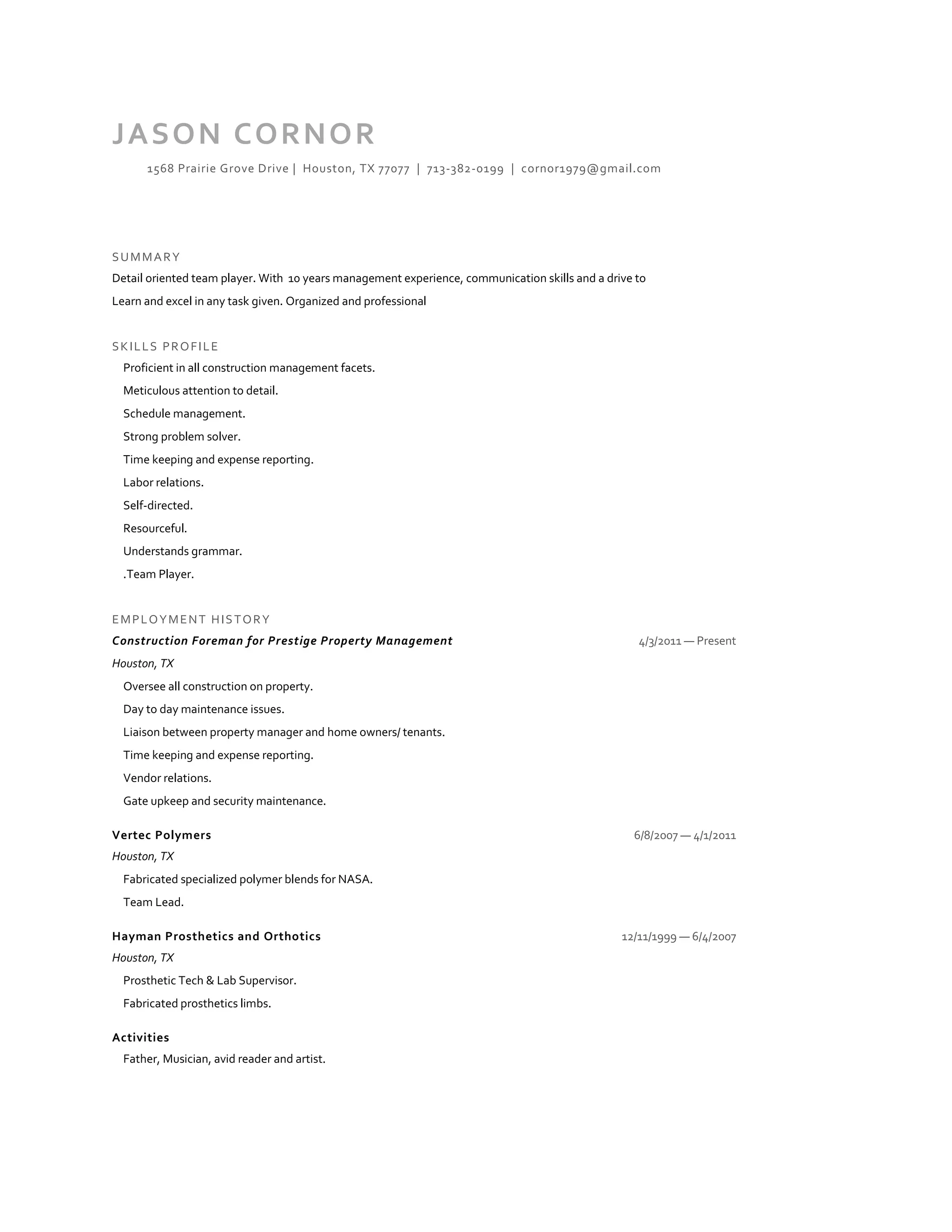 Jason Cornor Resume 2016 | PDF