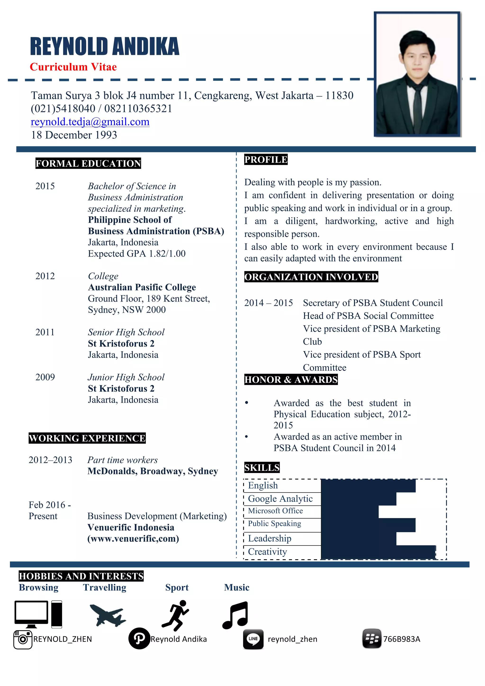 CV Reynold Andika Tedja | PDF