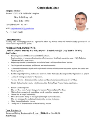 sanjeev resume | DOC