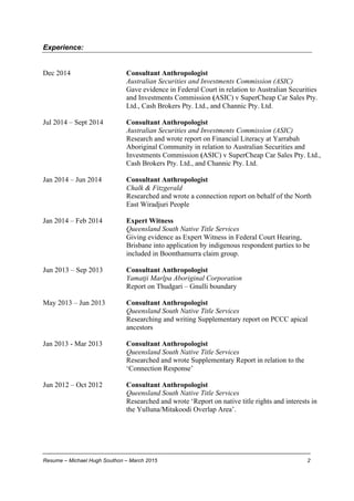 Resume - Michael H. Southon - March 2015 | PDF
