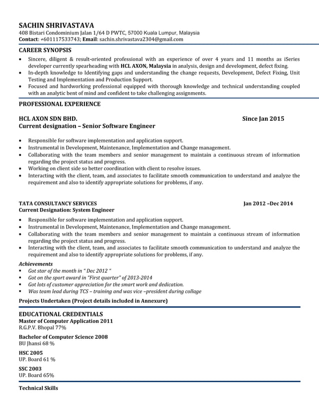 Sachin_Resume_AS400 | PDF