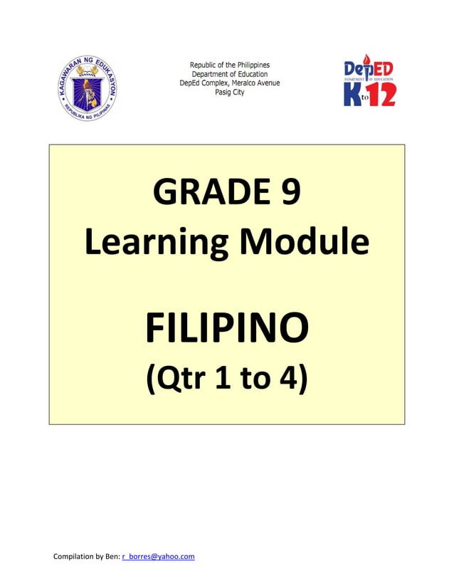 Grade 9 Learning Module in Filipino - Complete | PDF