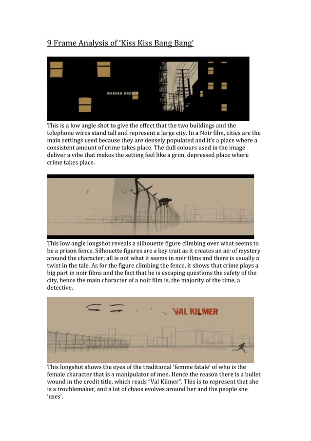 9 frame analysis of ‘kiss kiss bang bang’ | PDF