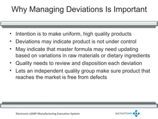 InstantGMP Compliance Series - Managing Deviations for Improved Compliance | PPT