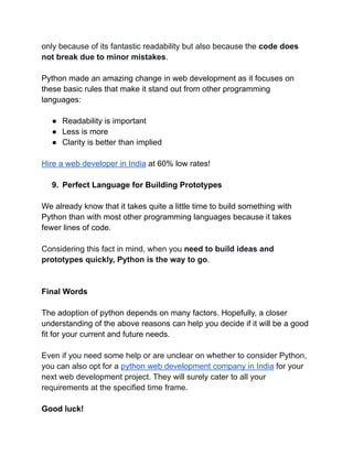 9 good reasons why you must consider python for web applications | PDF
