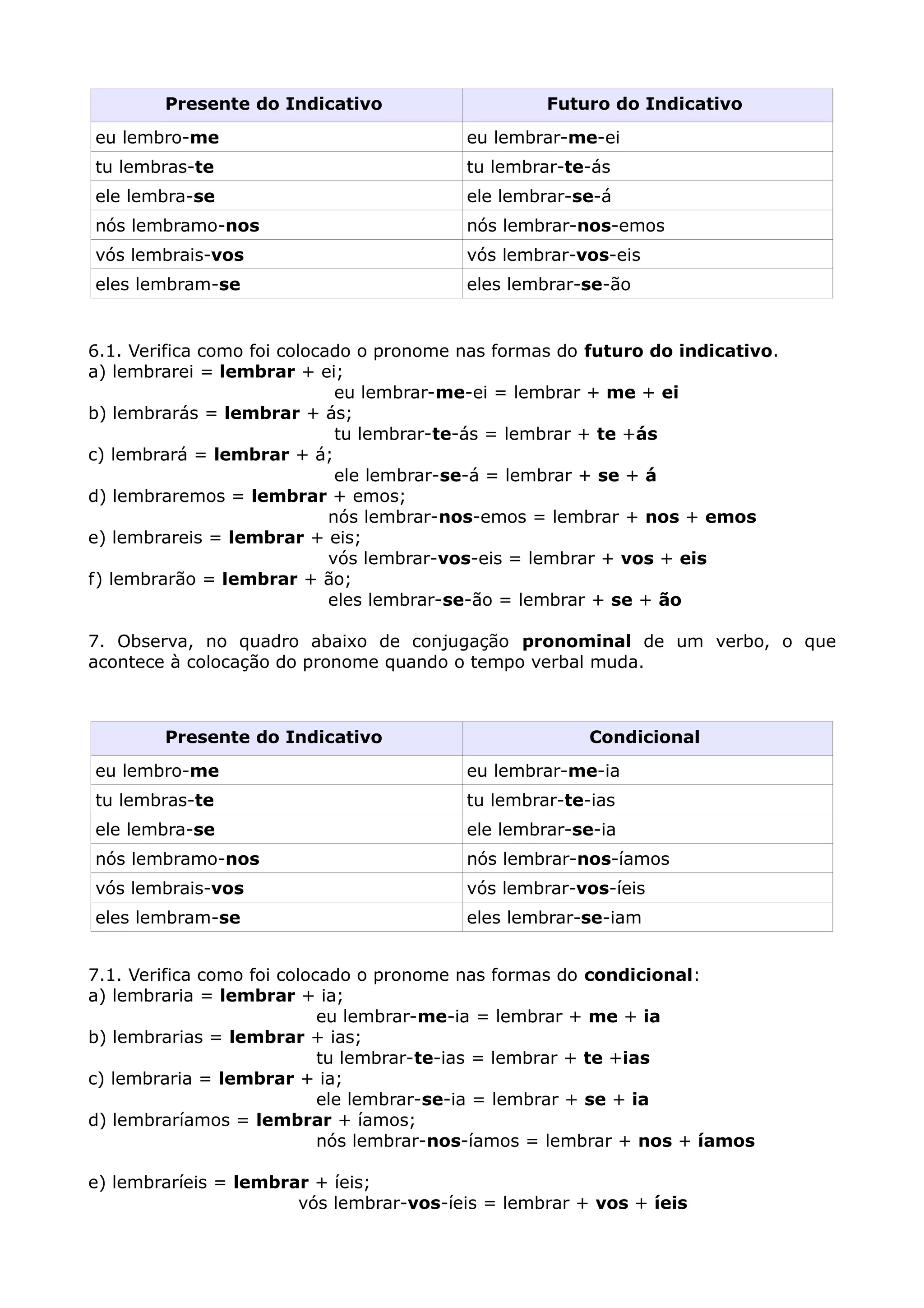 Pronomes pessoais em adjacência verbal | PDF