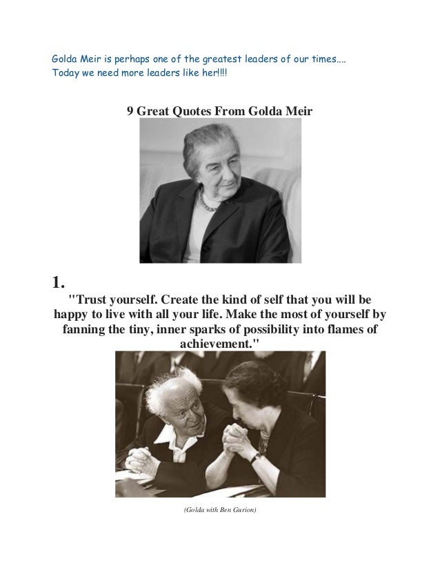 9 Great Quotes From Golda Meir by Issac Brott