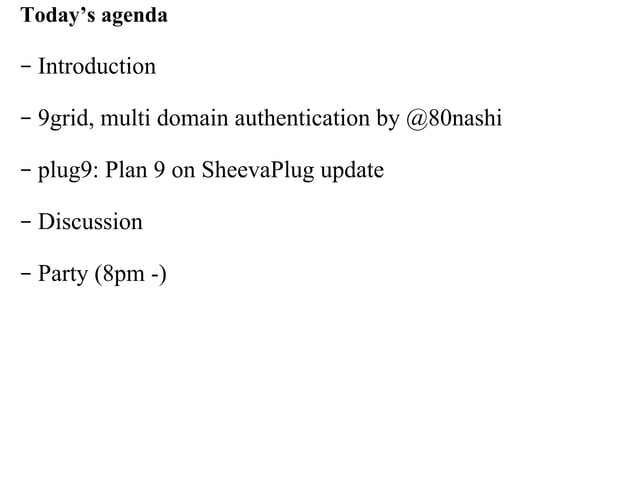 Plan 9/9grid tech talk #2 | PDF