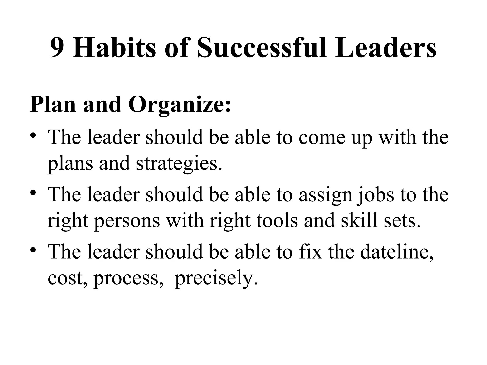 9 habits of leadership | PPT