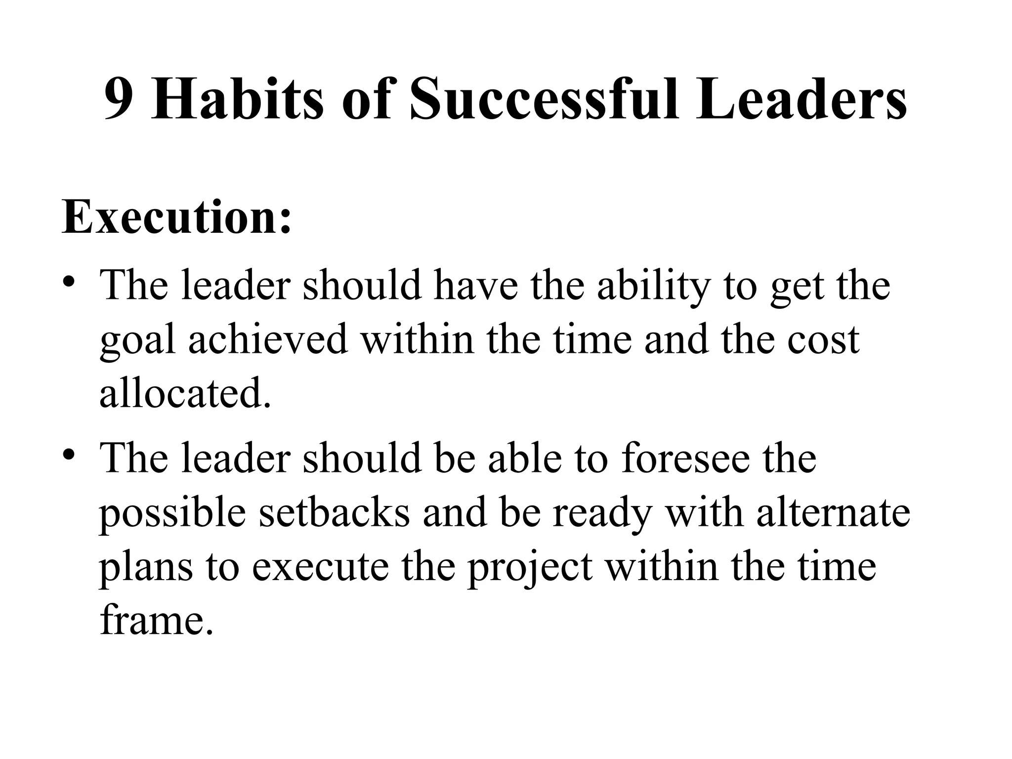 9 habits of leadership | PPT
