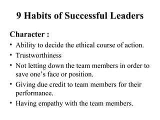 9 habits of leadership | PPT