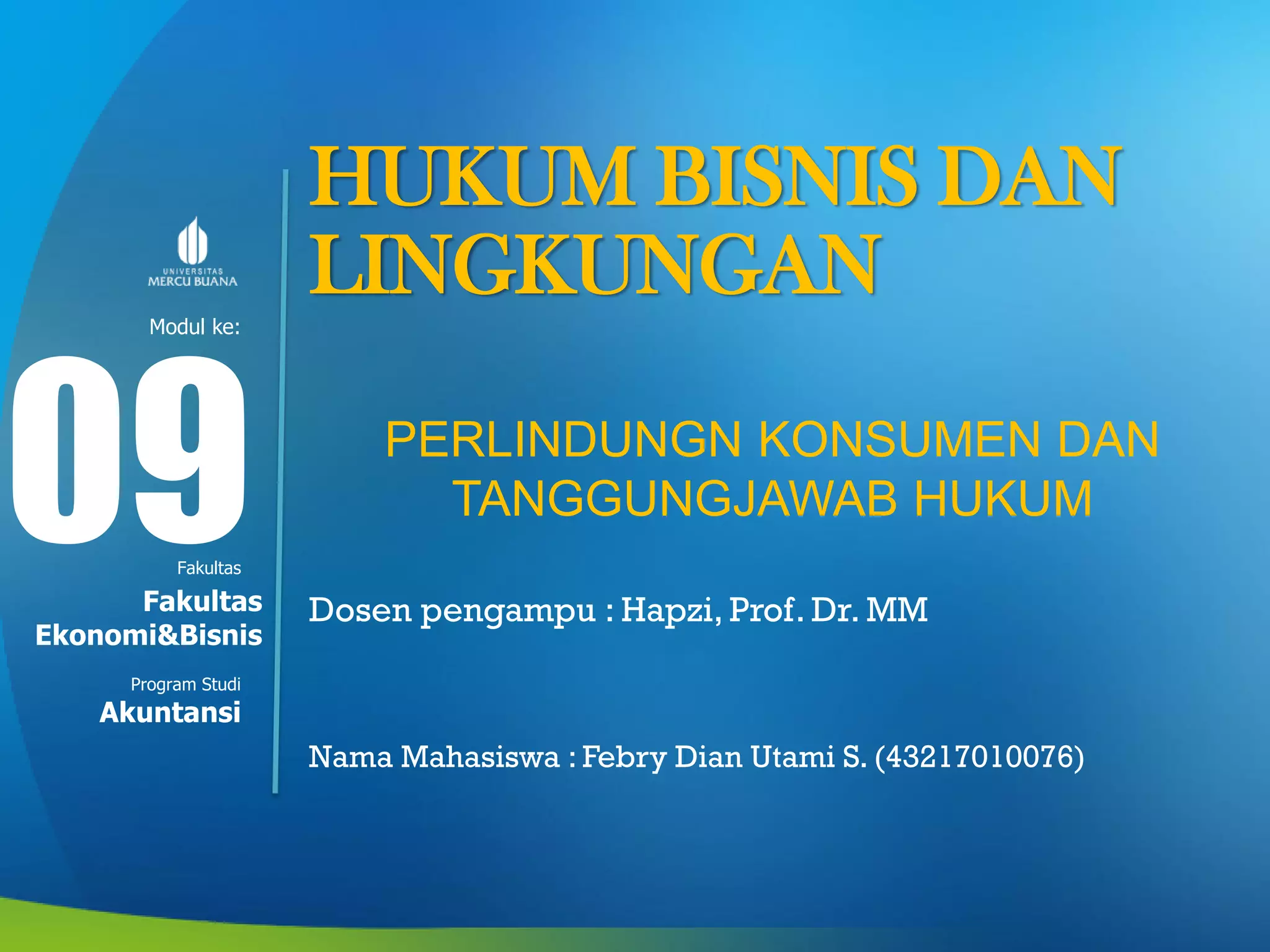 HBL,FEBRY DIAN UTAMI SARAGIH,HAPZI ALI,PERLINDUNGAN KONSUMEN DAN ...