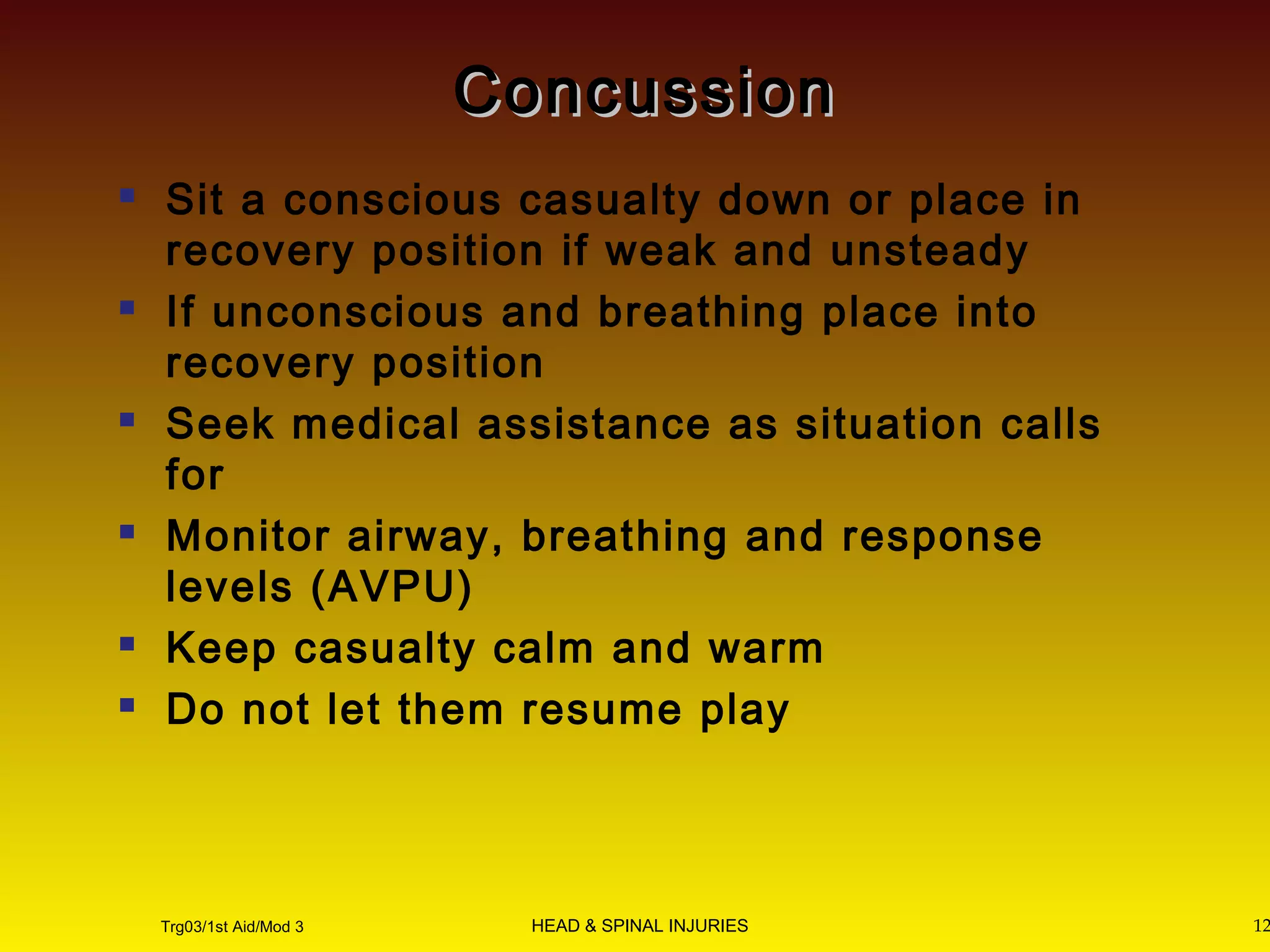 Head and spinal injuries | PPT