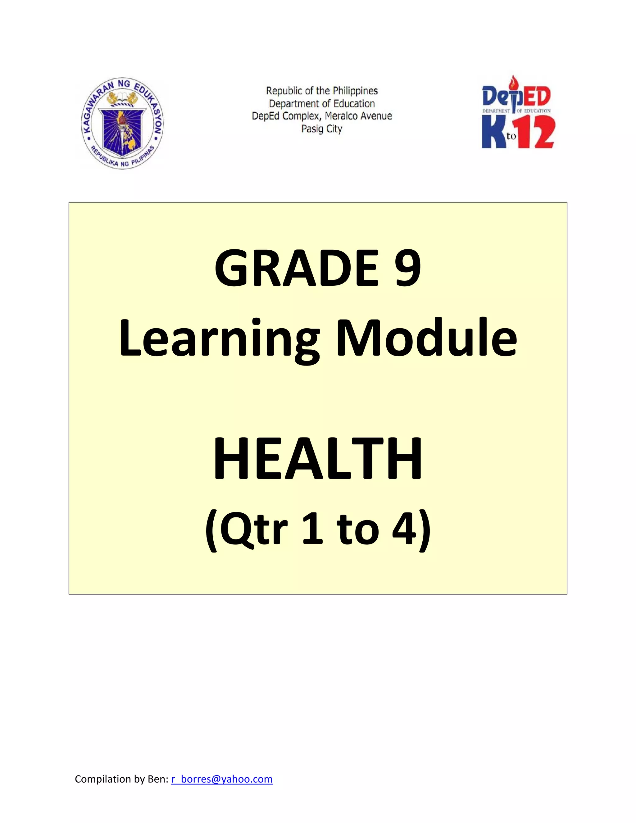 Grade 9 Learning Module in Health - Complete | PDF | Environment | Science