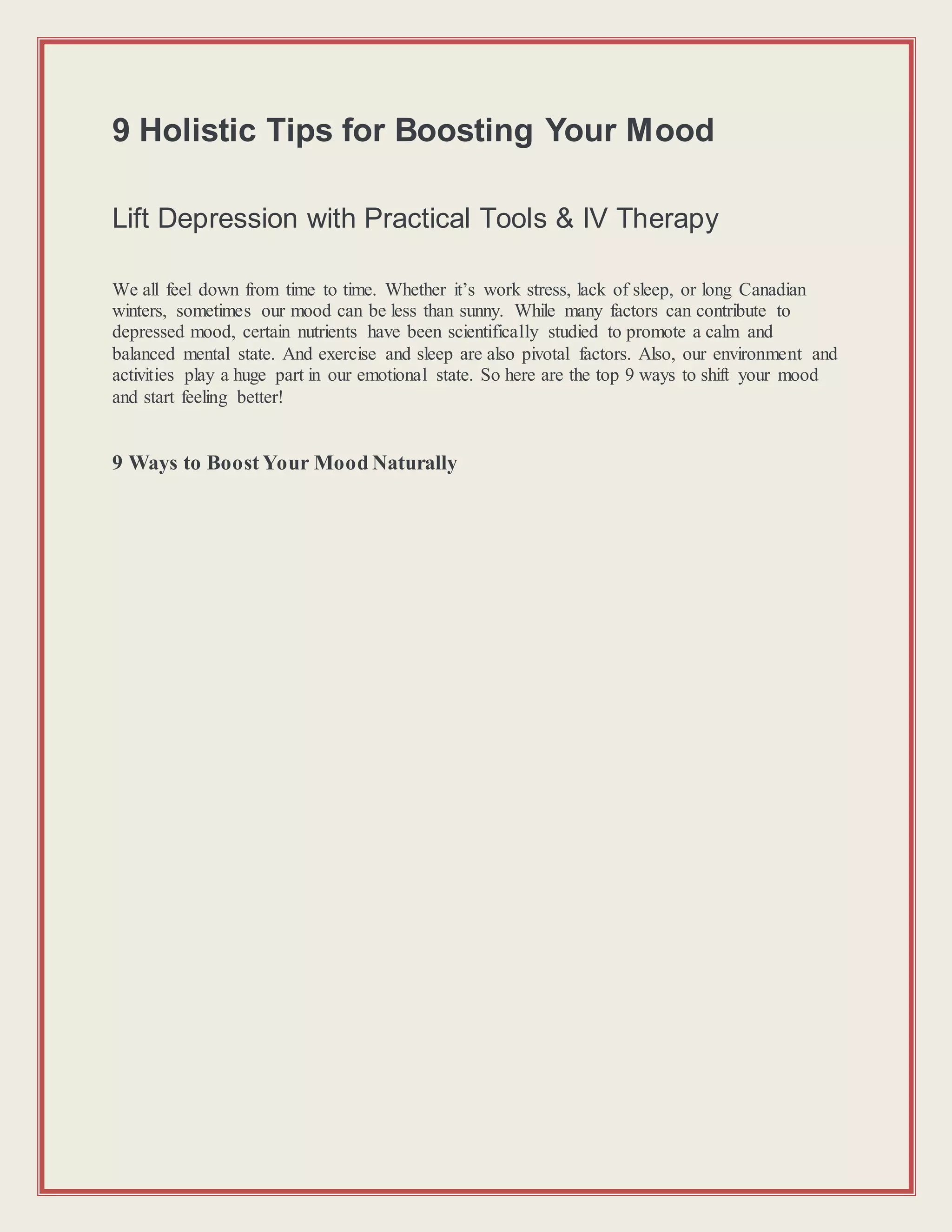 9 Holistic Tips for Boosting Your Mood | PDF