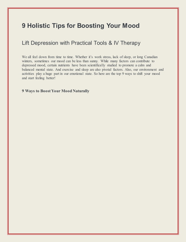 9 Holistic Tips for Boosting Your Mood | DOCX