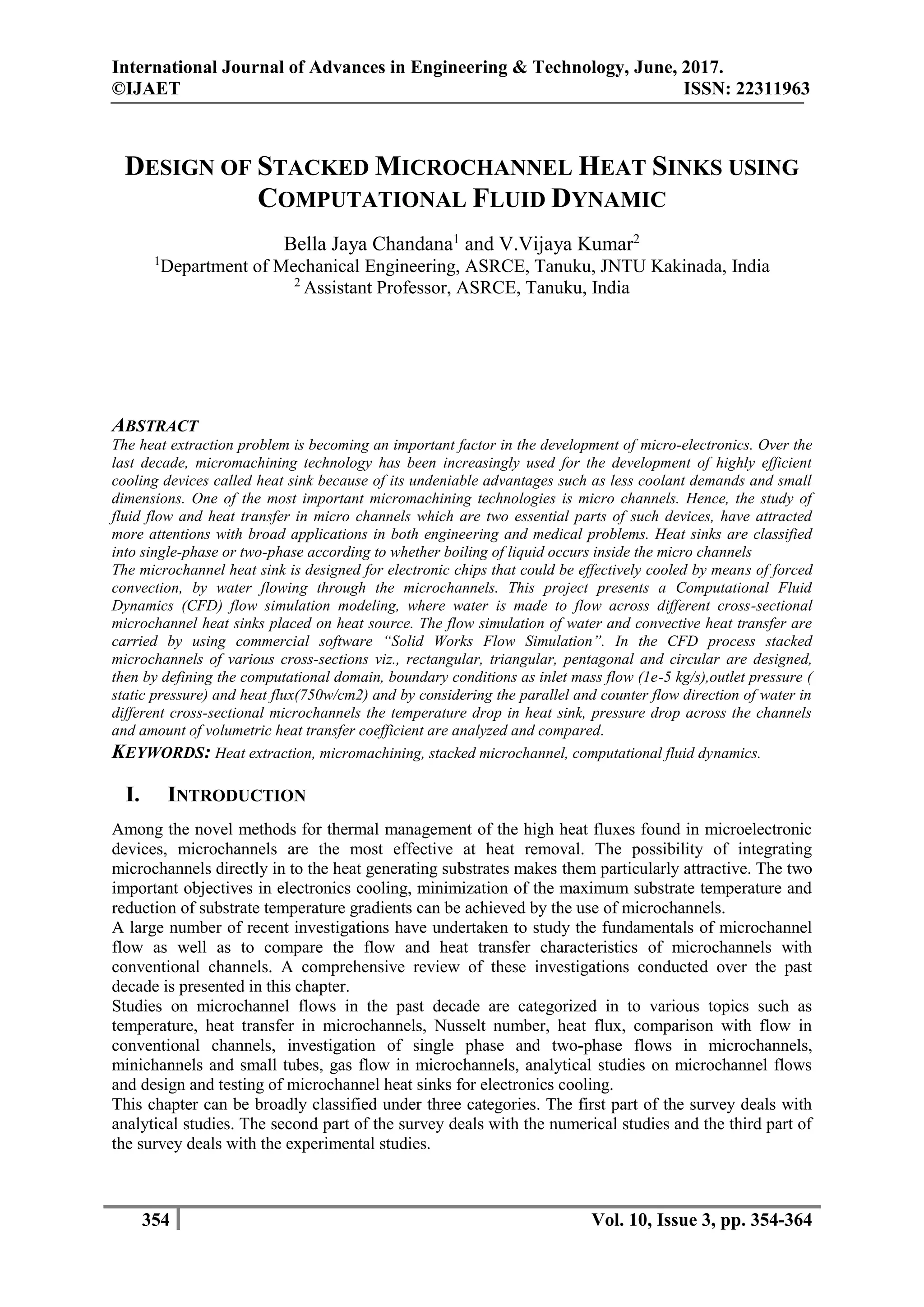 DESIGN OF STACKED MICROCHANNEL HEAT SINKS USING COMPUTATIONAL FLUID DYNAMIC | PDF