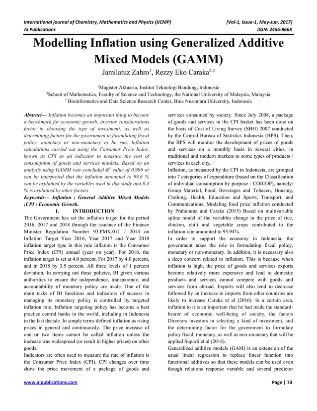 Modelling Inflation using Generalized Additive Mixed Models (GAMM) | PDF