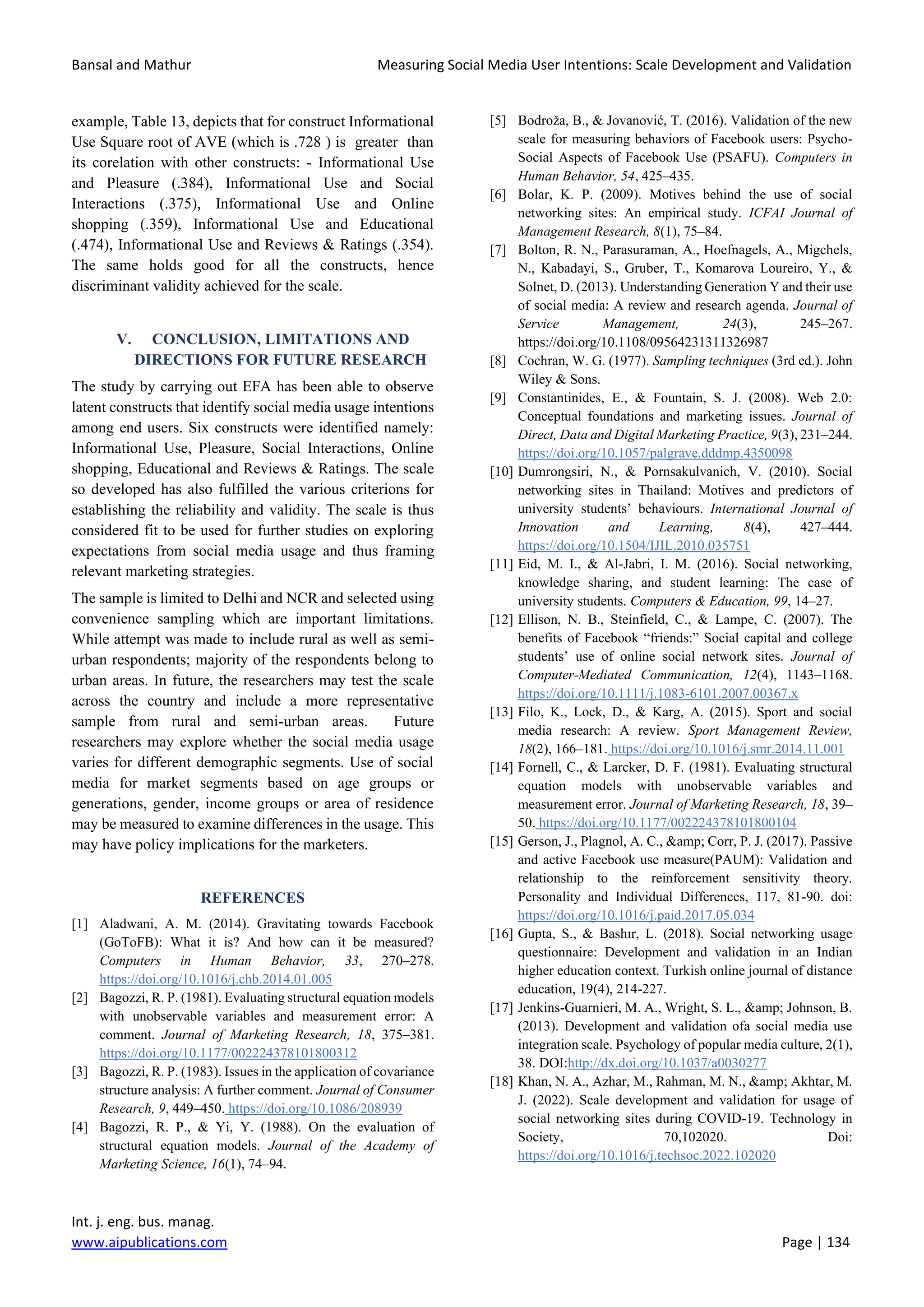 Measuring Social Media User Intentions: Scale Development and ...