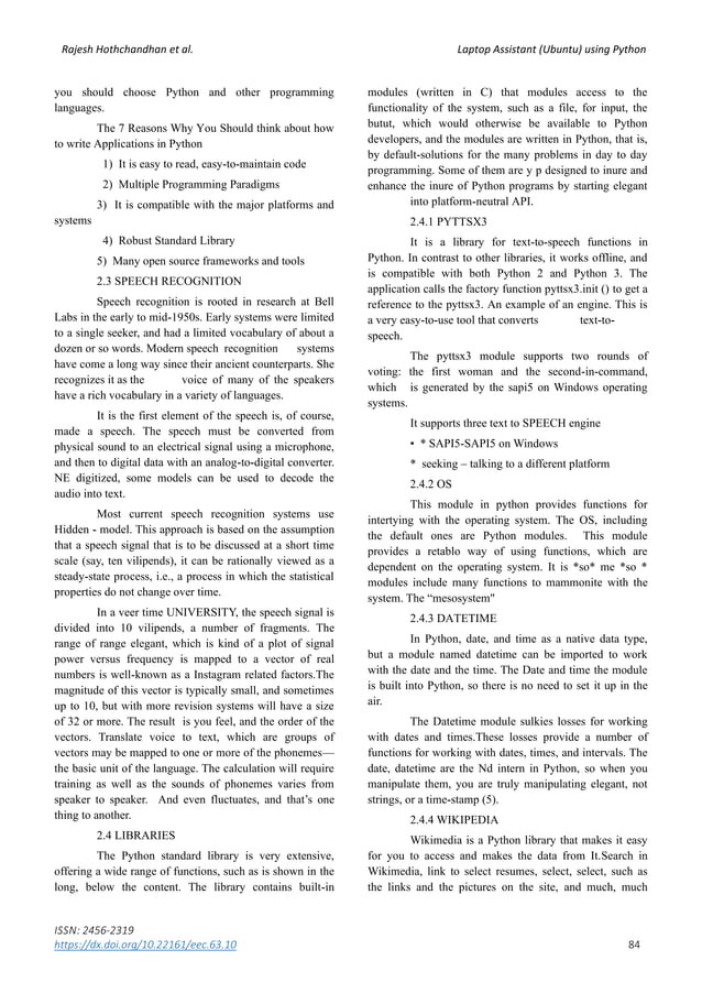 Laptop Assistant Ubuntu Using Python Pdf Operating Systems Computer Software And