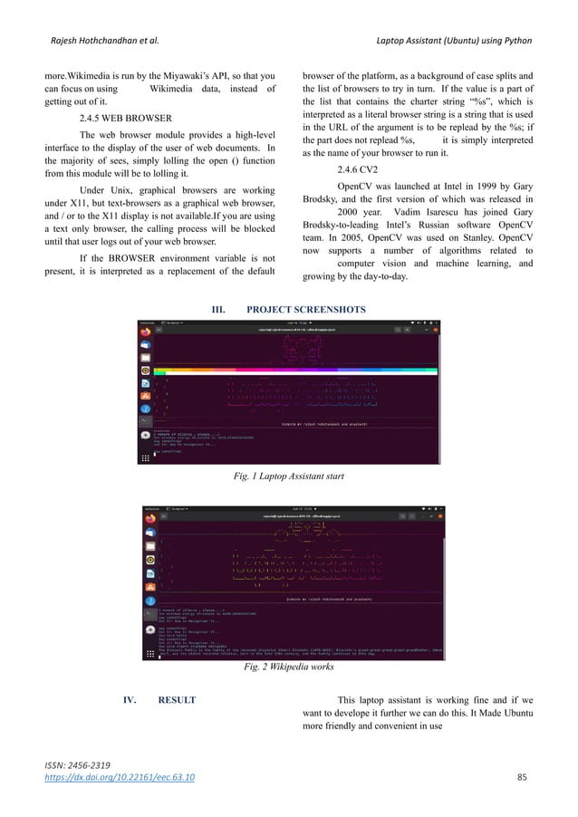 Laptop Assistant (Ubuntu) using Python | PDF | Operating Systems | Computer Software and ...