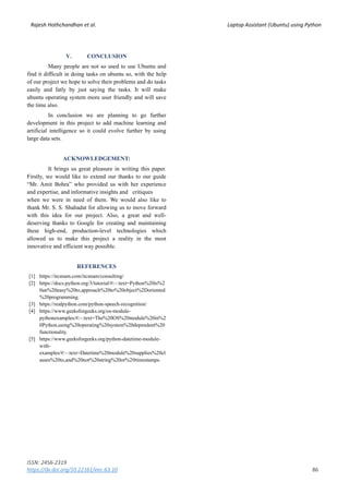 Laptop Assistant (Ubuntu) using Python | PDF | Operating Systems | Computer Software and ...