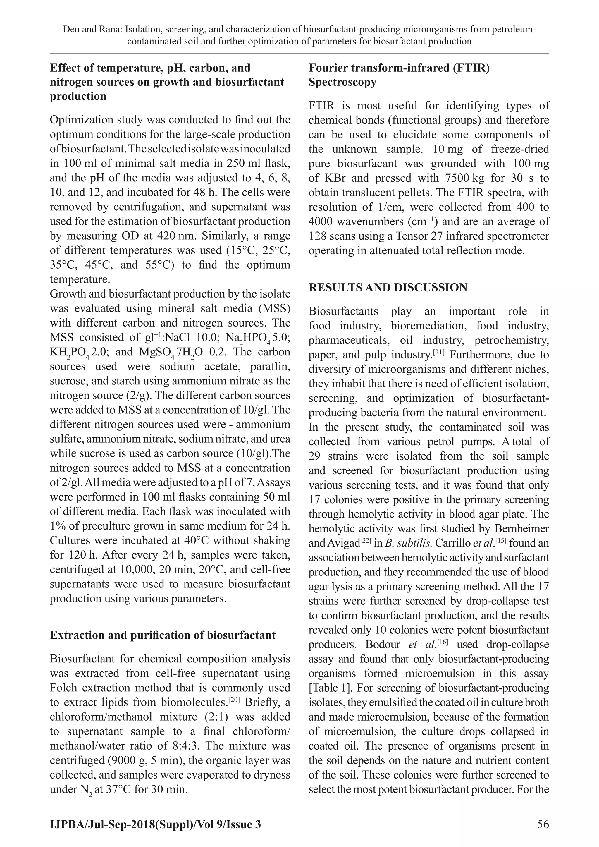 Isolation Screening And Characterization Of Biosurfactant Producing