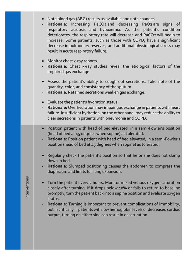 Impaired Gas Exchange Nursing Care Plan | PDF | Lung and Respiratory ...