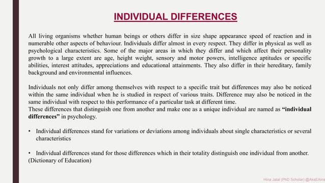 Individual Differences | PPT | Education