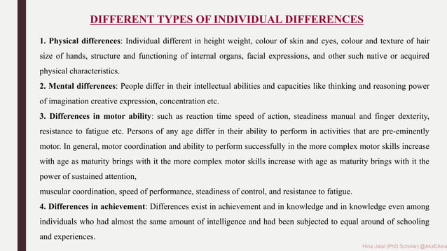 Individual Differences | PPT | Education