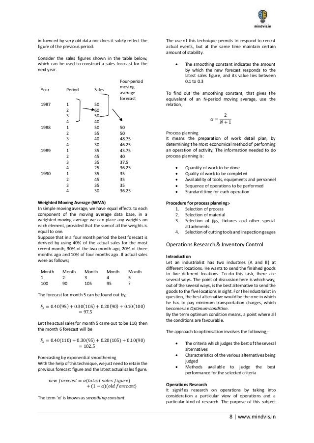 GATE Mechanical Engineering notes on industrial engineering