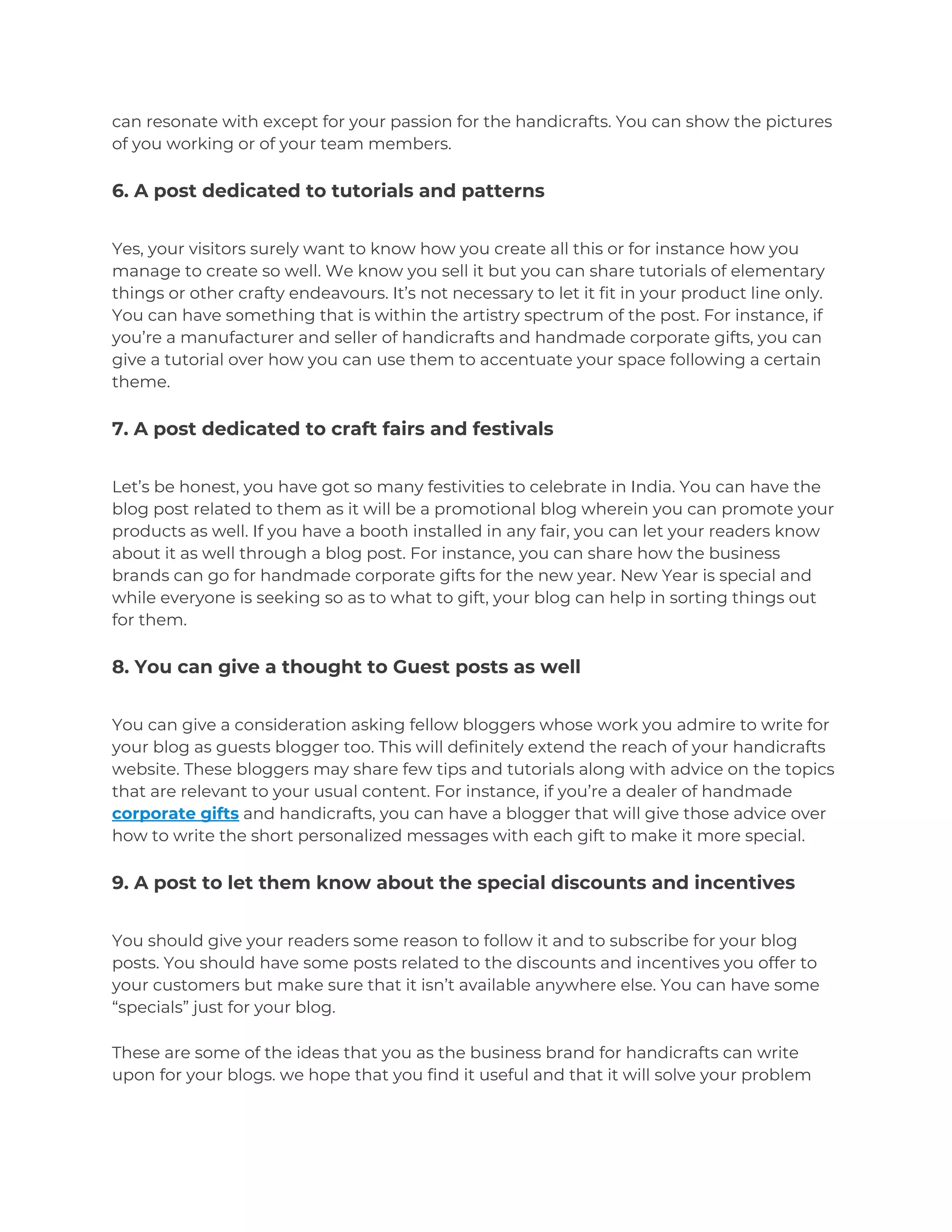 9 interesting blog post ideas for handicrafts websites | PDF