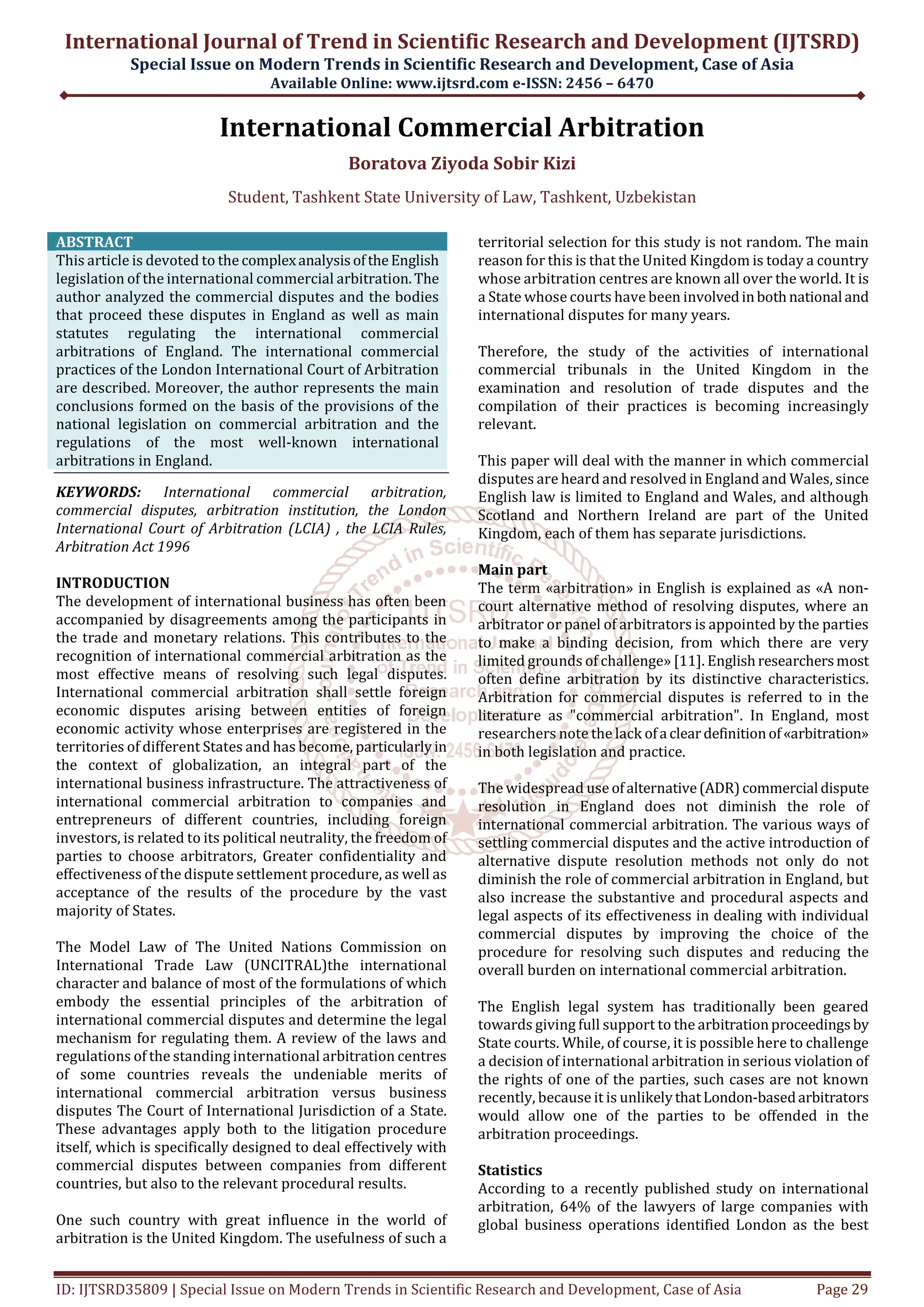 International Commercial Arbitration | PDF