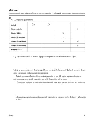 Iones, guía basada en la metodología POGIL | PDF
