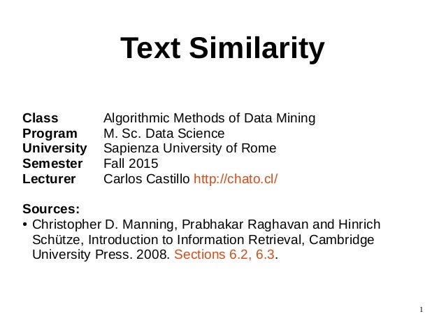 Text Similarity And The Vector Space Model